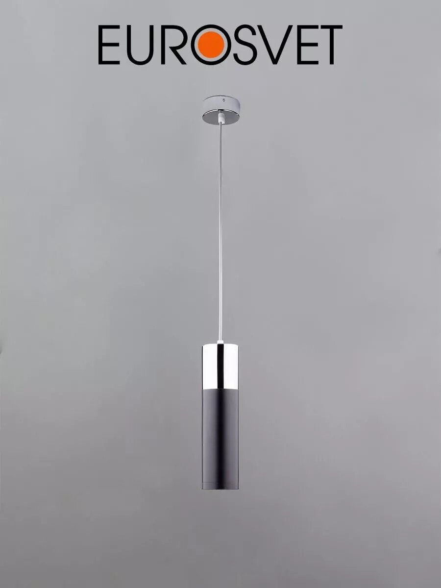 Подвесной светодиодный светильник Eurosvet Double Topper 50135/1 LED, 12 Вт, 4200K, хром/черный
