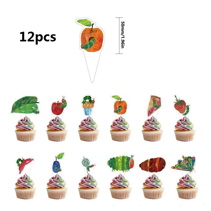Картонные фигурки гусеницы для торта Small-12pcs