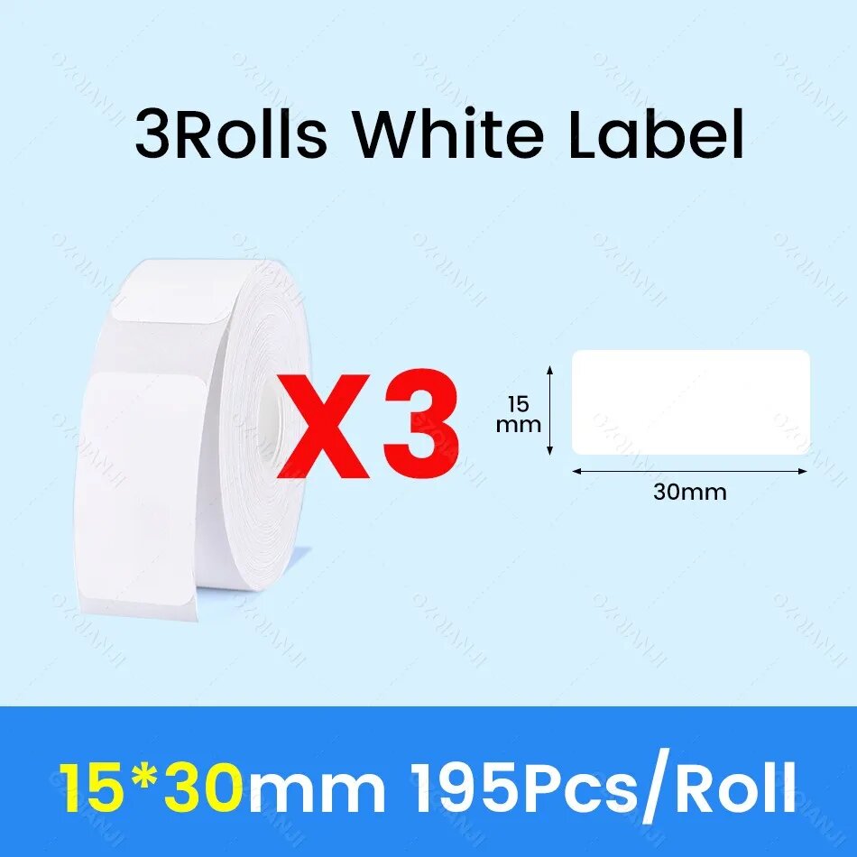 Этикетки NiiMBOT D101 D11 D110 водонепроницаемые 3/5/10 рулонов 3Rolls 15x30mm