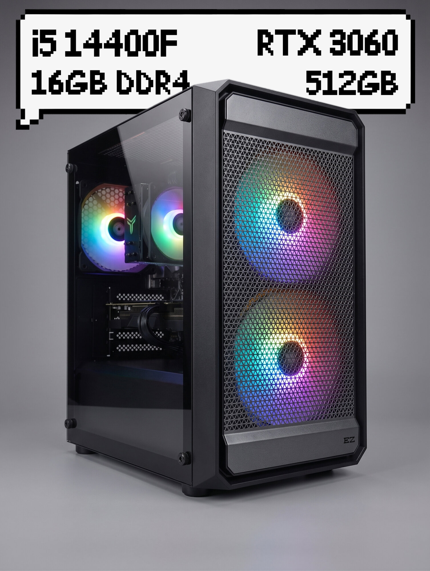 Игровой ПК EZPC RTX 3060 12Gb | i5 14400F | 16GB DDR4 | 512GB SSD | Win 10 Pro