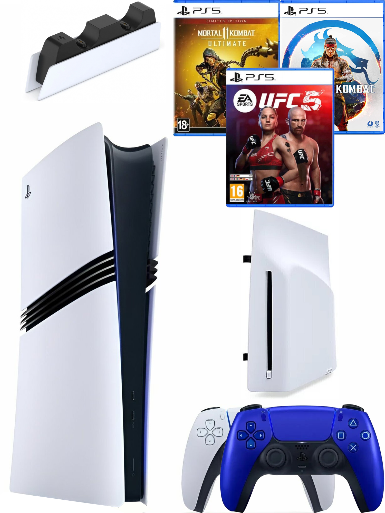 Игровая приставка Sony PS 5 Pro Digital Edition+Зарядная станция+ Дисковод +2-ой геймпад+3 игры , 2Tb SSD