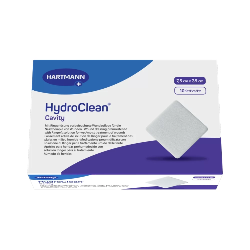 Повязка гидроактивная HydroClean Cavity (Гидроклин кэвити) 7.5х7.5см, с раствором Рингера и антисептиком, 609008 (Поштучно (1 штука))