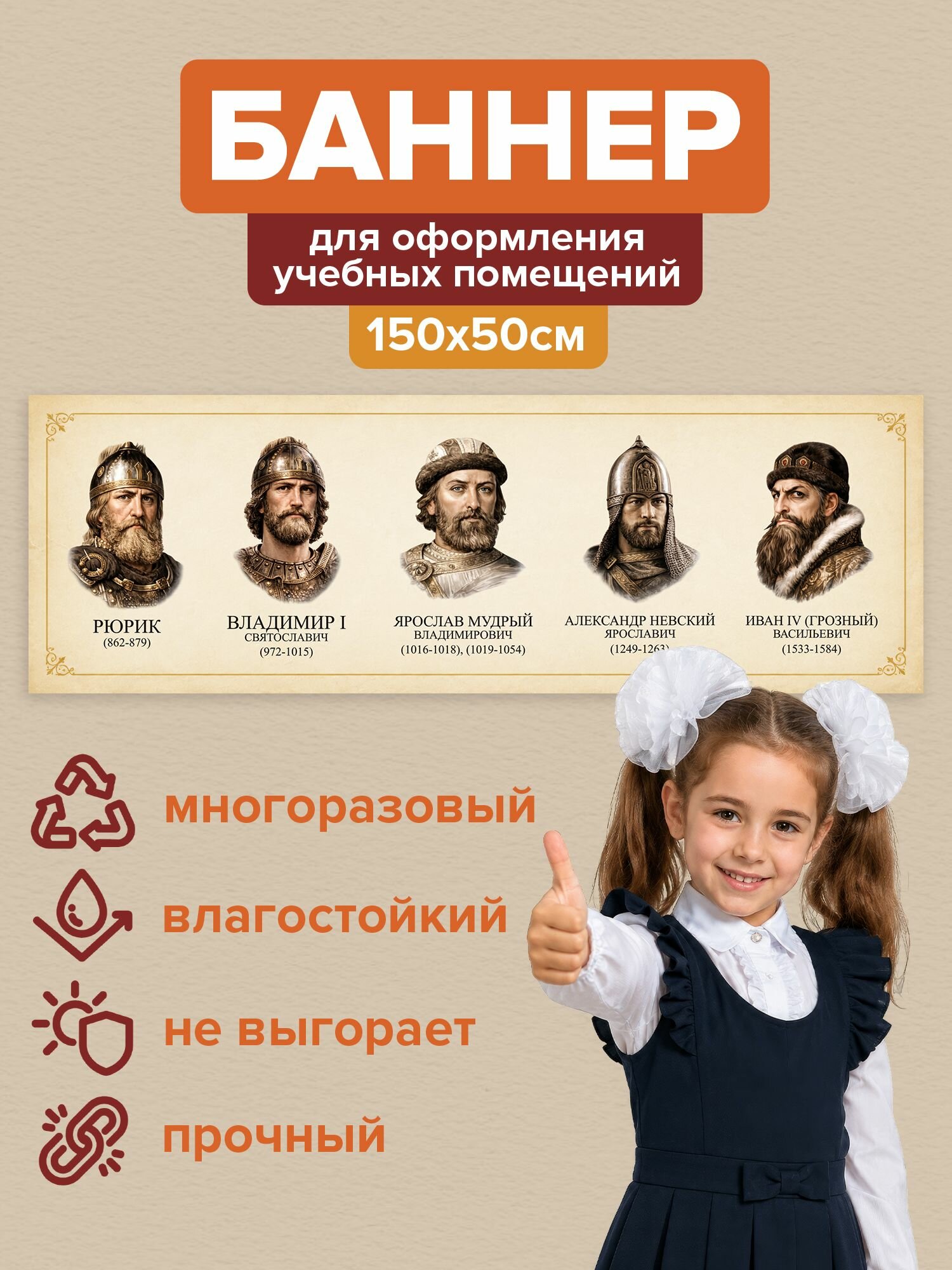 Портреты правителей России плакат для школы баннер