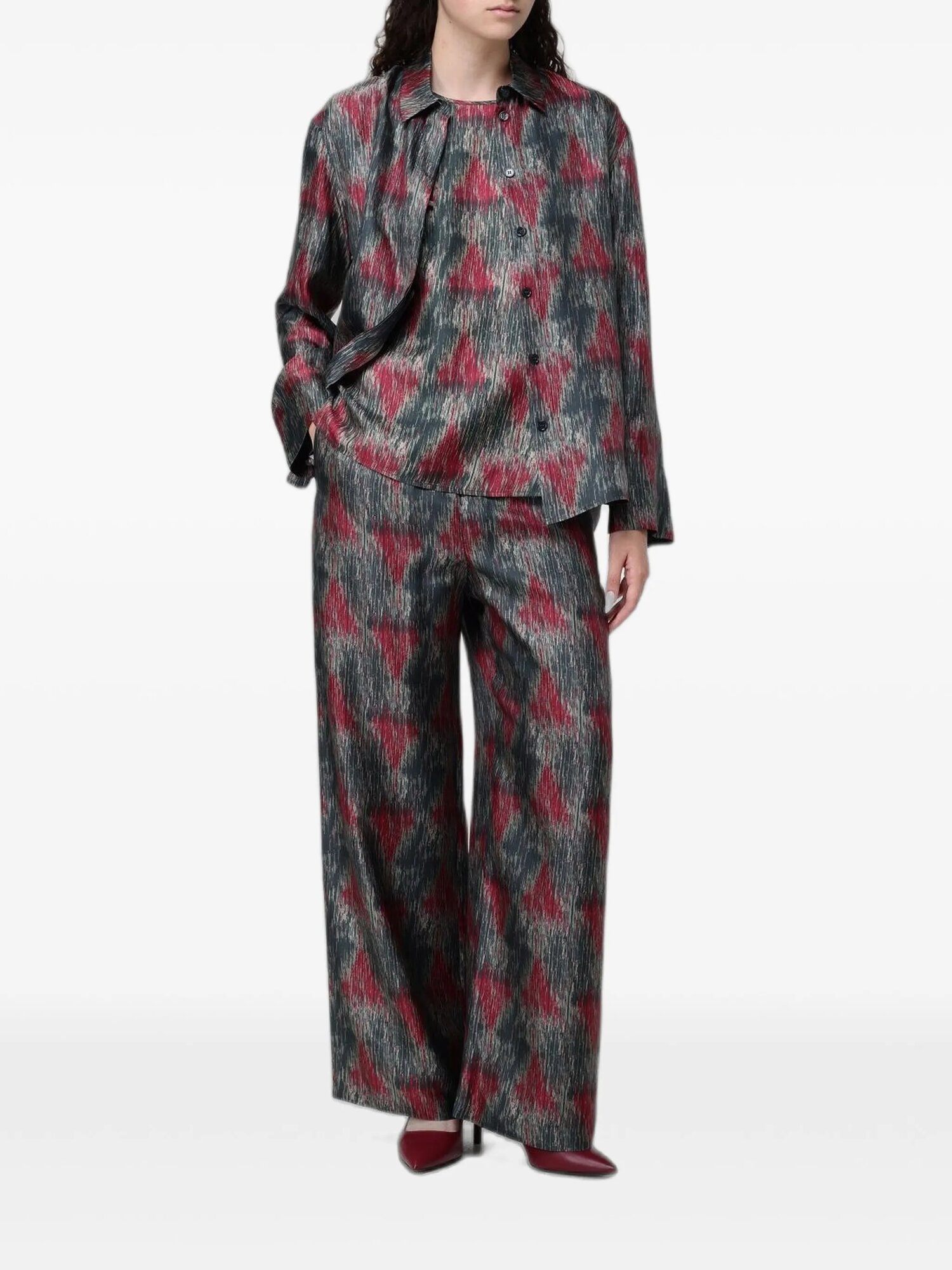Рубашка Linen ikat-print shirt