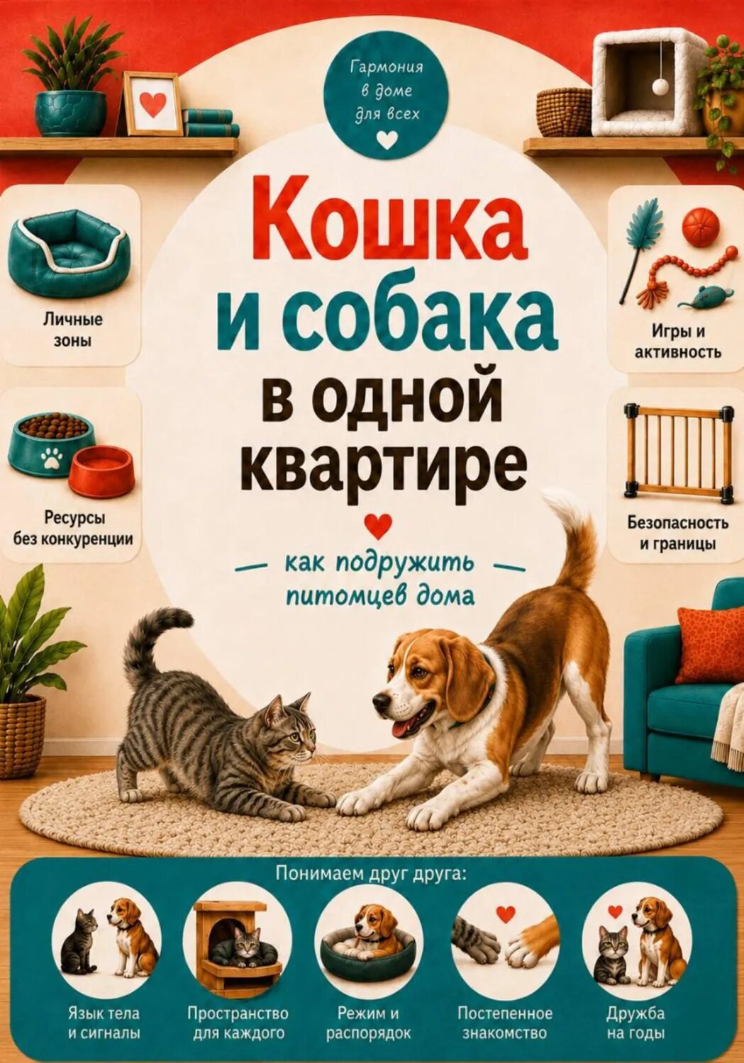 Кошка и собака в одной квартире: как подружить питомцев дома [Цифровая книга]
