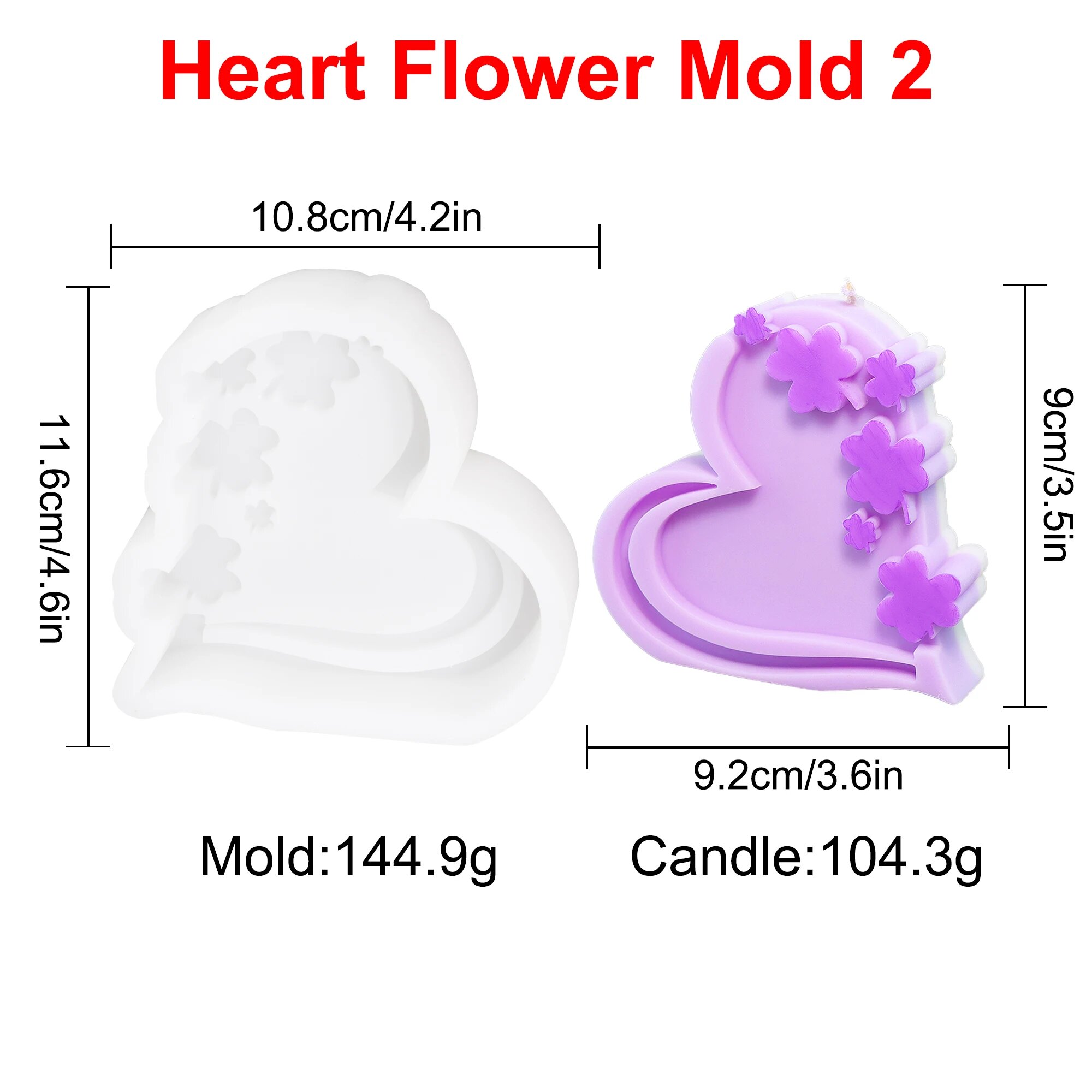 Силиконовая форма для свечей сердце с буквами Heart Flower Mold 2