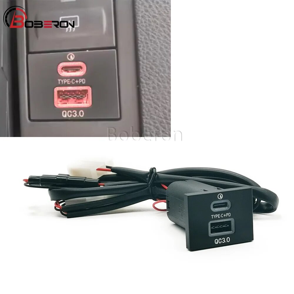 Автомобильное USB-зарядное устройство PD TYPE C с быстрой зарядкой QC3.0, адаптер для зарядки телефона с кнопкой для Ford Focus 2 Mk2 2009 2010 2011, аксессуары