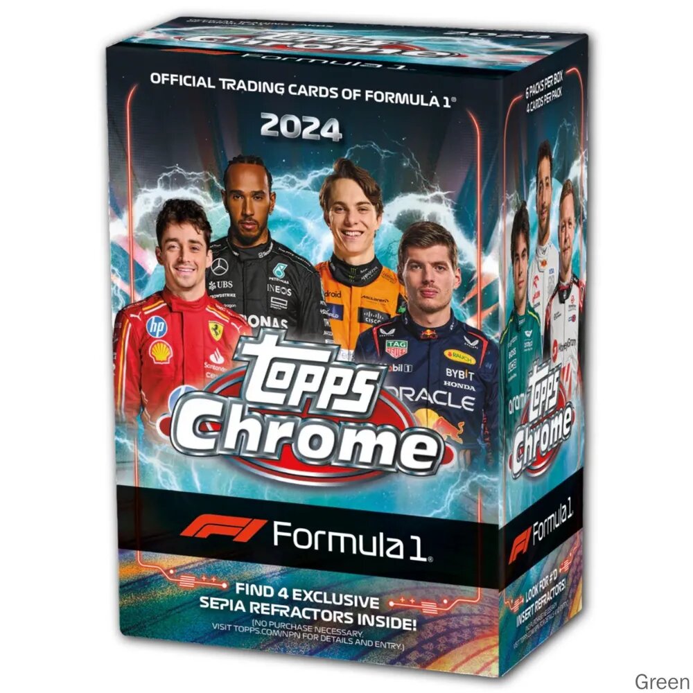 Коллекционные карточки Формула 1 Topps Chrome 2024 Formula 1 / Бокс (6 пакетиков) подарочный набор любителям panini