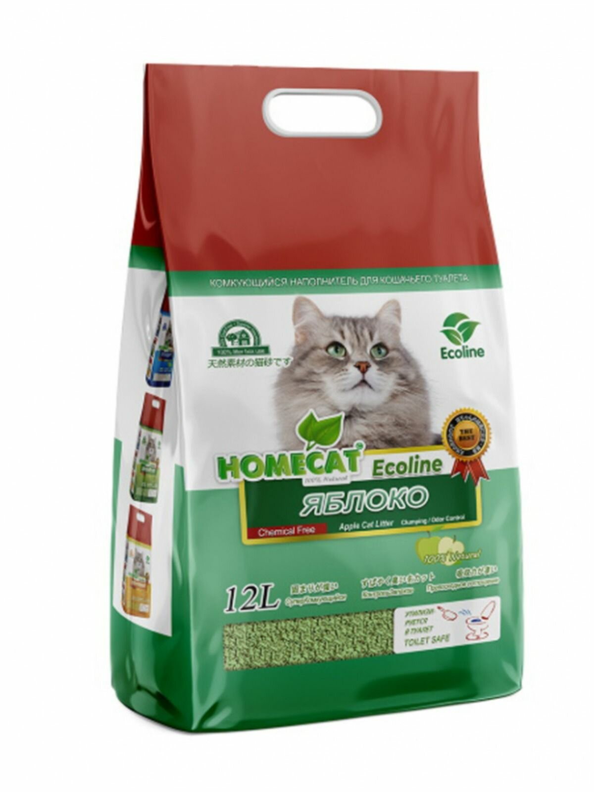 Homecat Наполнитель Ecoline, комкующийся, с ароматом яблока,12 л/