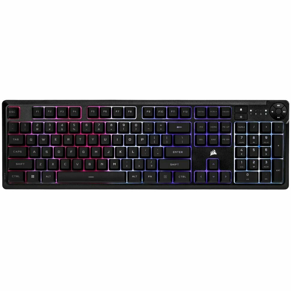 Клавиатура Corsair K55, игровая, RGB-подсветка, USB, мембранная