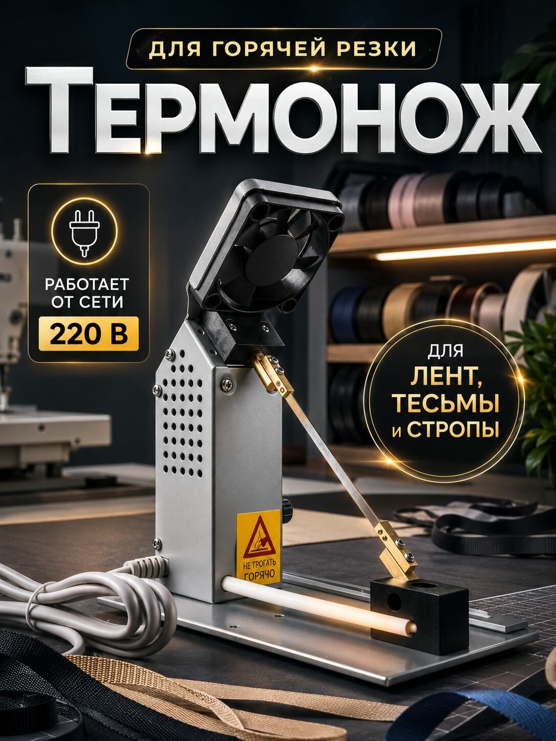 Термонож для нарезки лент, строп, тесьмы/ с охлаждением