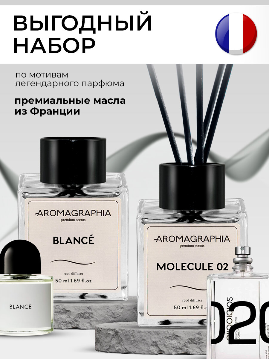 Диффузор для дома с палочками "Blance & Molecule 02" 2х50 мл, аромадиффузор парфюмированный