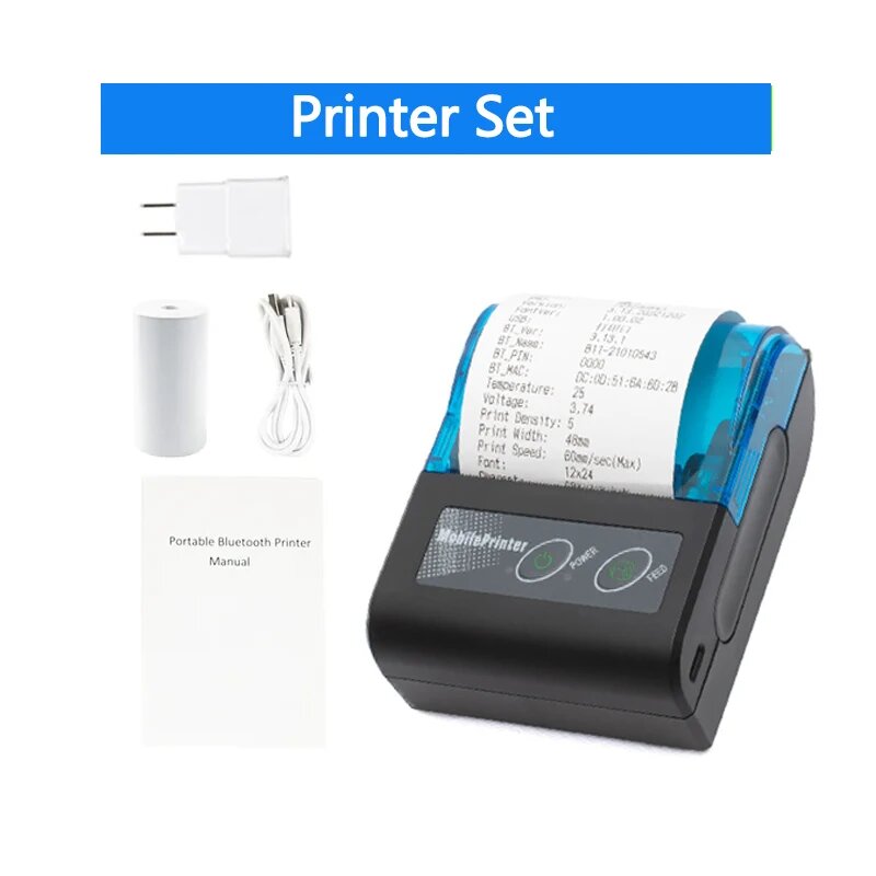 GOOJPRT Мини Bluetooth Термопринтер для чеков EU Plug, Printer Set