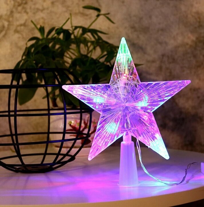 Светодиодная звезда для верхушки елки 19cm, Multicolor
