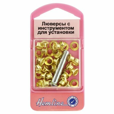Набор блочек HEMLINE С устройством для установки, золотистые, 5 мм, 40 шт