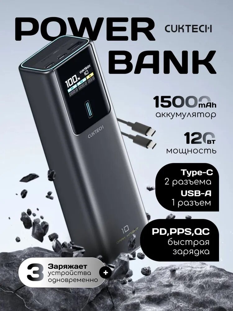 Внешний аккумулятор Xiaomi CUKTECH PB150P, 15000мАч, 120Вт