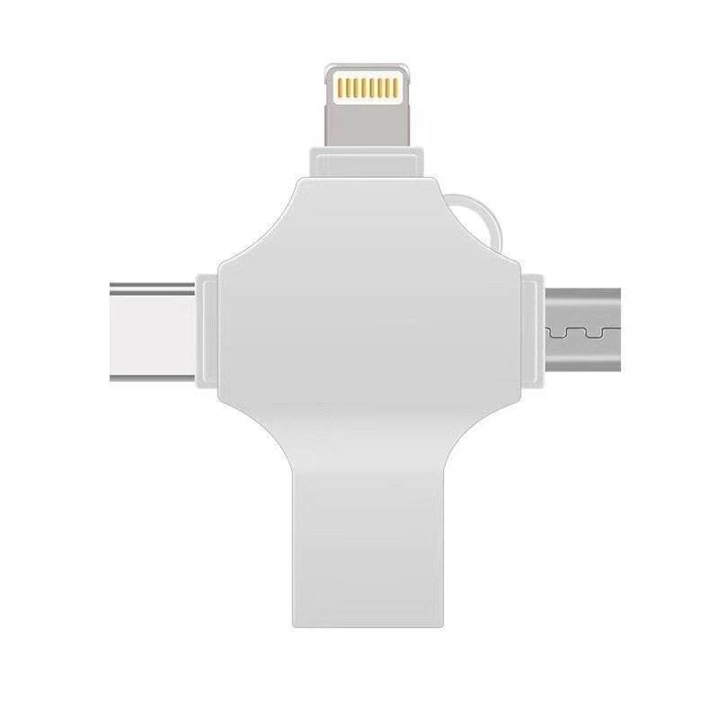 Крестообразная USB-флешка с крючком, серебристый, 256 ГБ - Совместимость с iPhone, Android, OTG, 4 в 1, мультимодальная