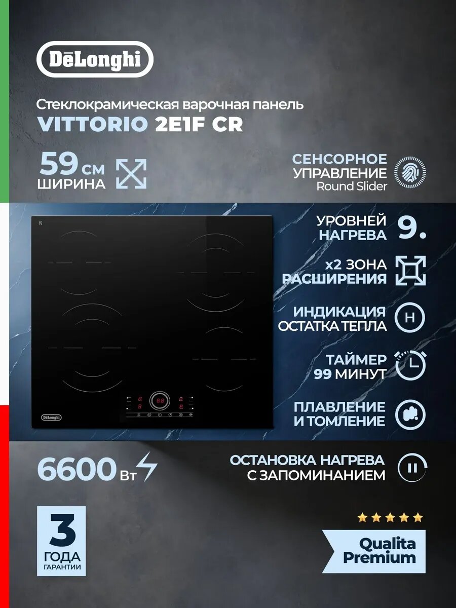 Электрическая варочная панель VITTORIO 2E1F CR