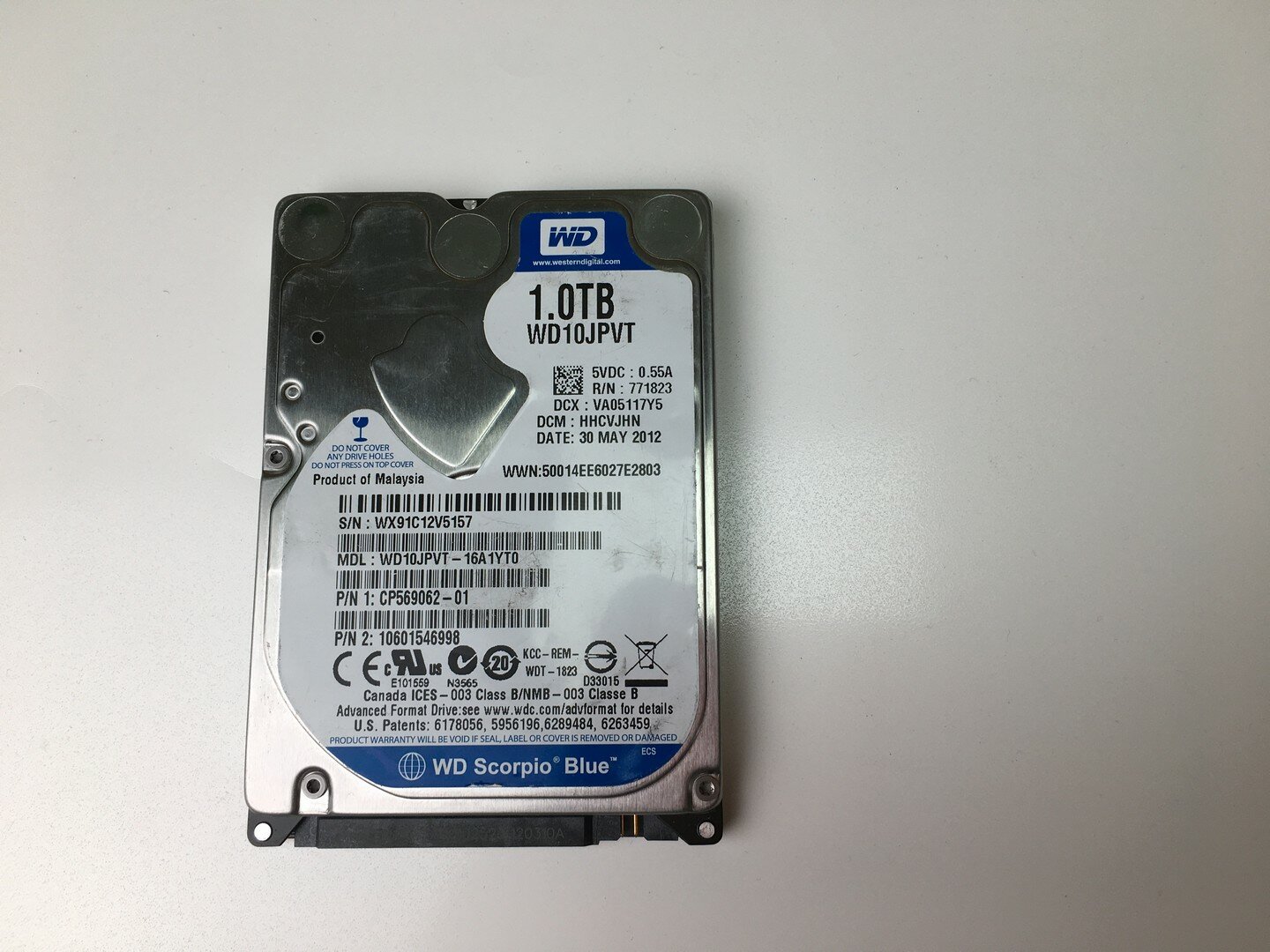 Жесткий диск 2,5" 1 TB WD WD10JPVT SATA