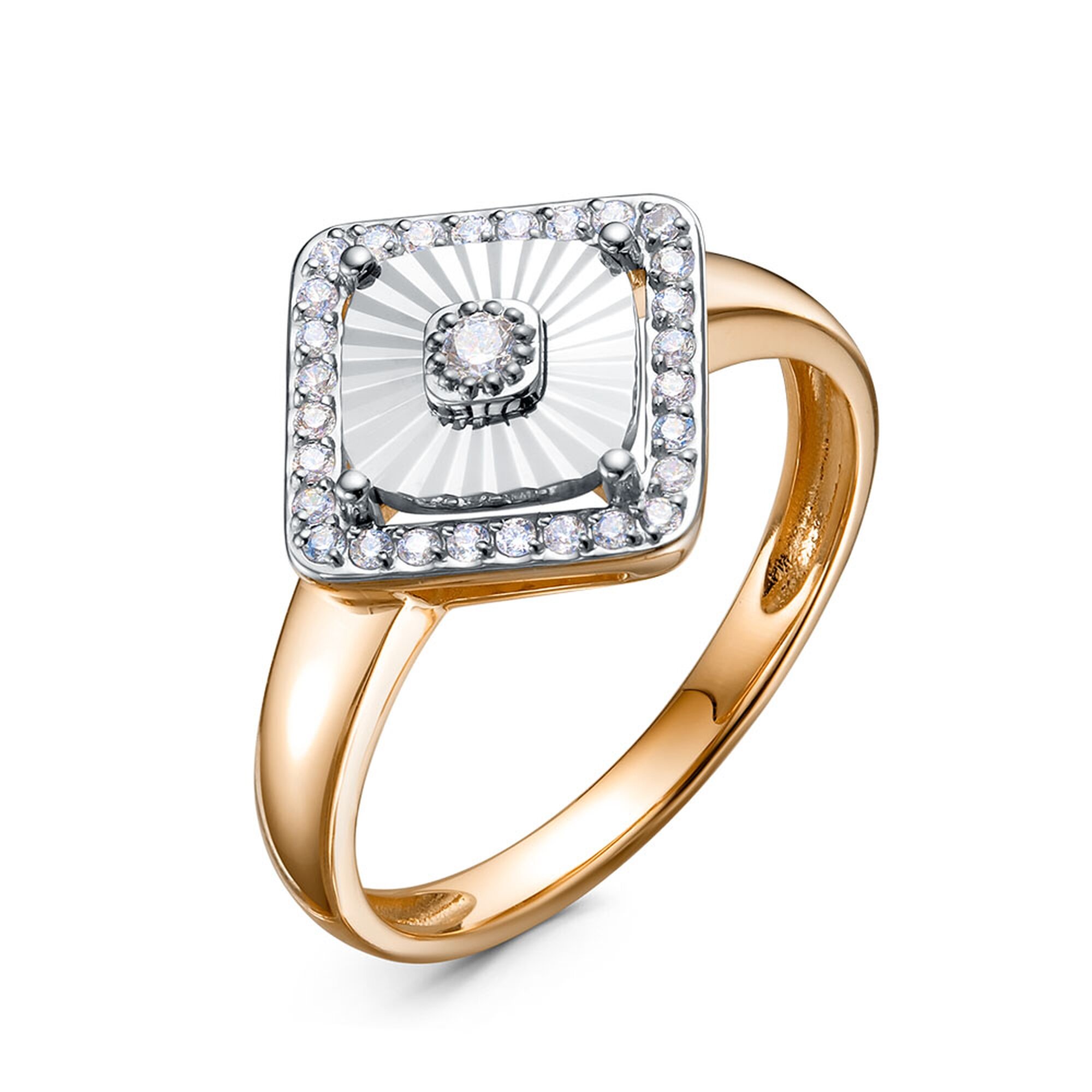 Кольцо Diamant online, красное золото, 585 проба, фианит