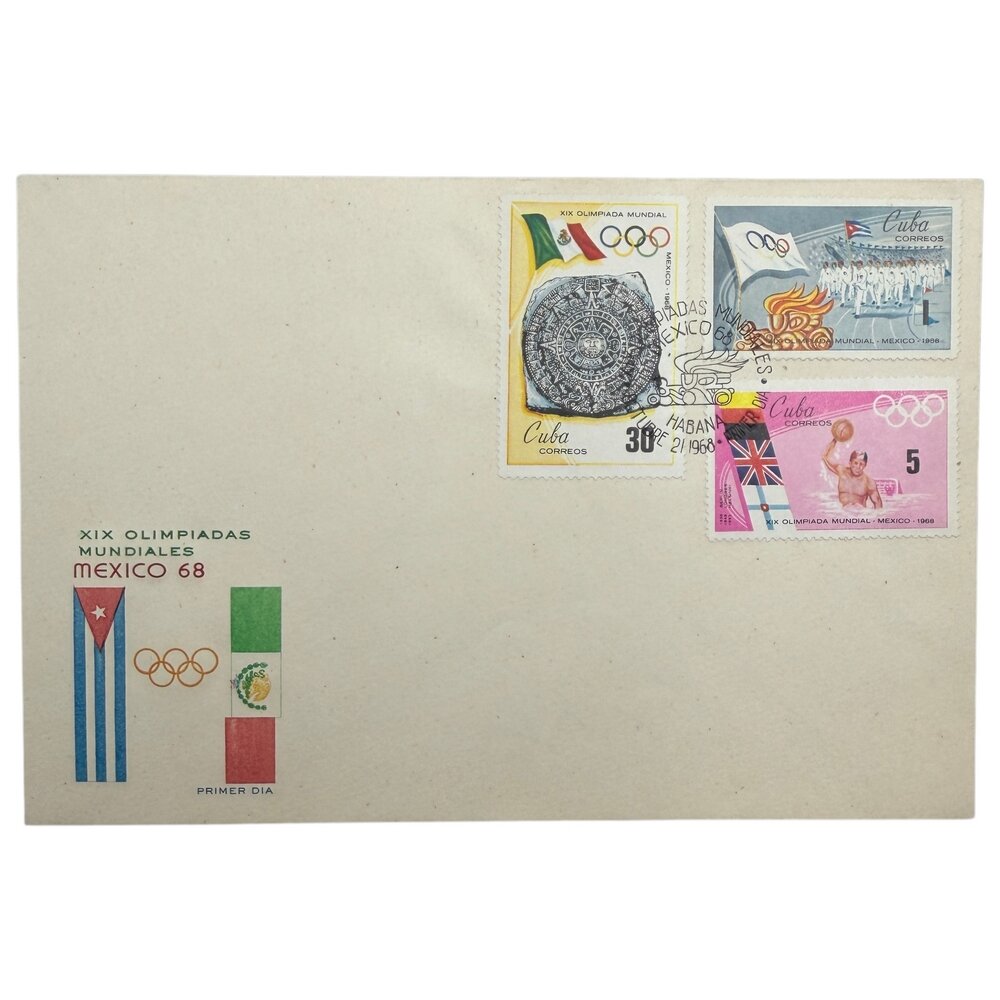 Конверт первого дня (КПД) "XIX летние Олимпийские игры, Мехико 1968" 1968 г. Куба (Вид 1)