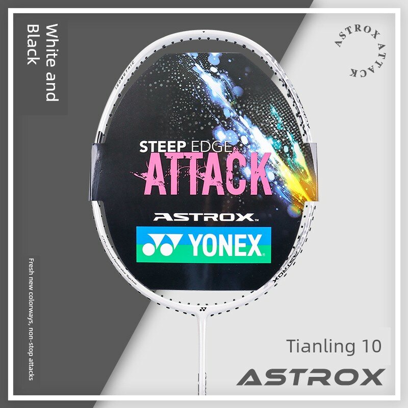 Yonex Astrox 10 Углеродное волокно Бадминтонная ракетка, 4U, Белый-Чёрный, Профессиональный уровень