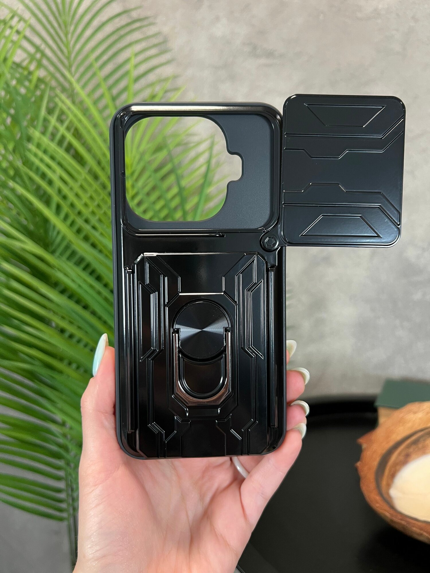 Чехол на Xiaomi 15T Pro / Сяоми 15Т Про противоударный с картхолдером (Черный)