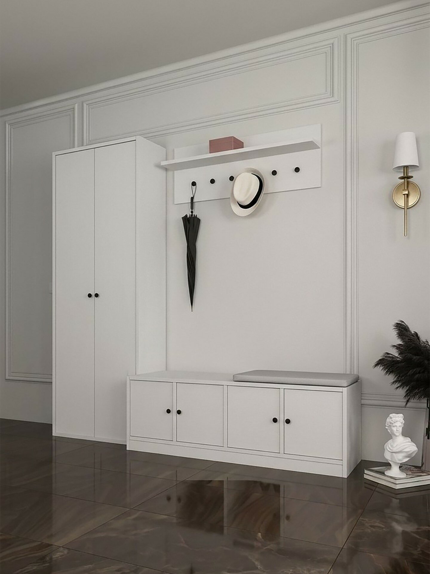 Прихожая Билли Белый Фасадный 0101 NEW 195x40x161 см, GOODFORM