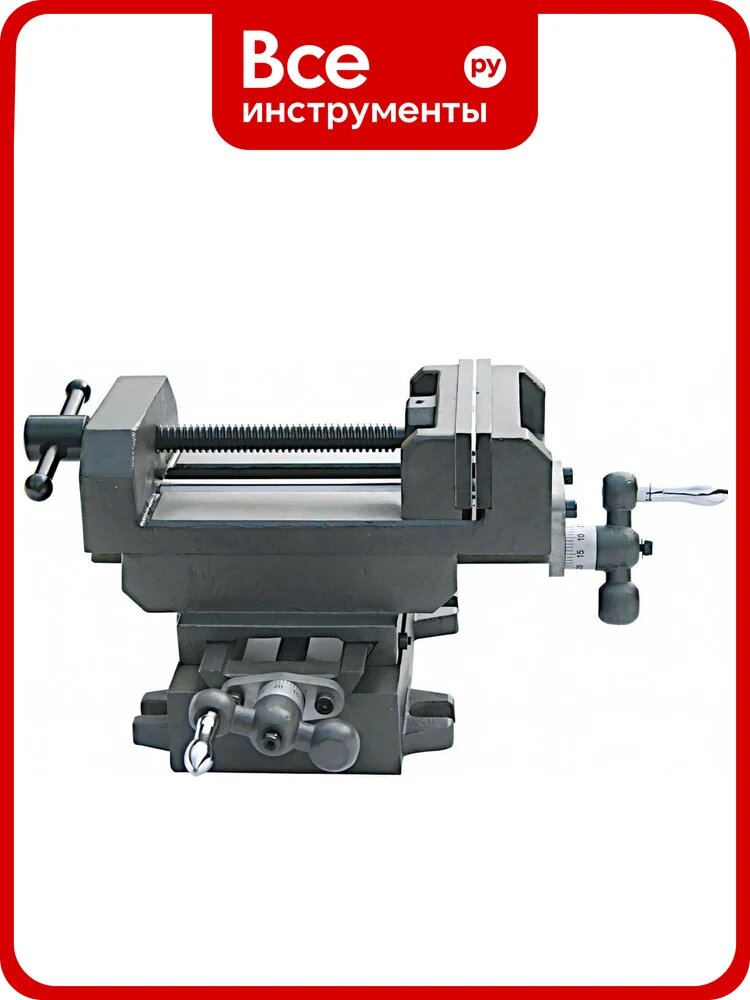 Крестовинные тиски PROMA KS-125P 25300104 — станочные чугунные тиски со стальными губками для фрезерных станков