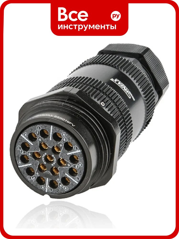Кабельная розетка Valentini SSX 19 pin IP67, для удобства пайки, алюминиевый корпус, влагостойкая защита