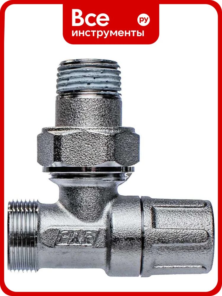 Угловой запорный вентиль FAR 1/2" М24х19 FV 1100 C12, латунный корпус с хромовым покрытием, ручной вентиль