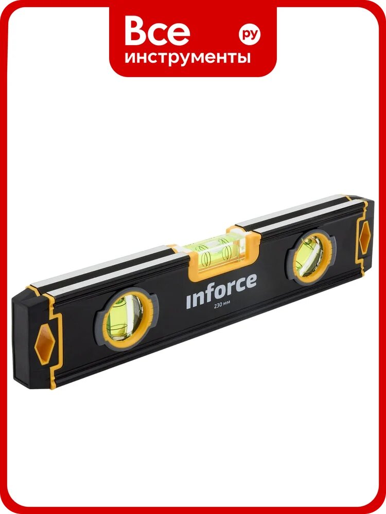 Магнитный уровень Inforce 230мм 06-11-054, 230 мм, легкий, профессиональный алюминиево‑пластиковый корпус