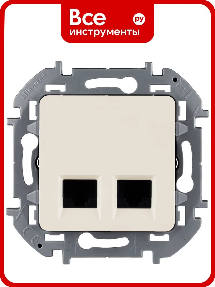 Розетка компьютерная двойная Legrand RJ45 категория 5e UTP - Inspiria - слоновая кость 673836