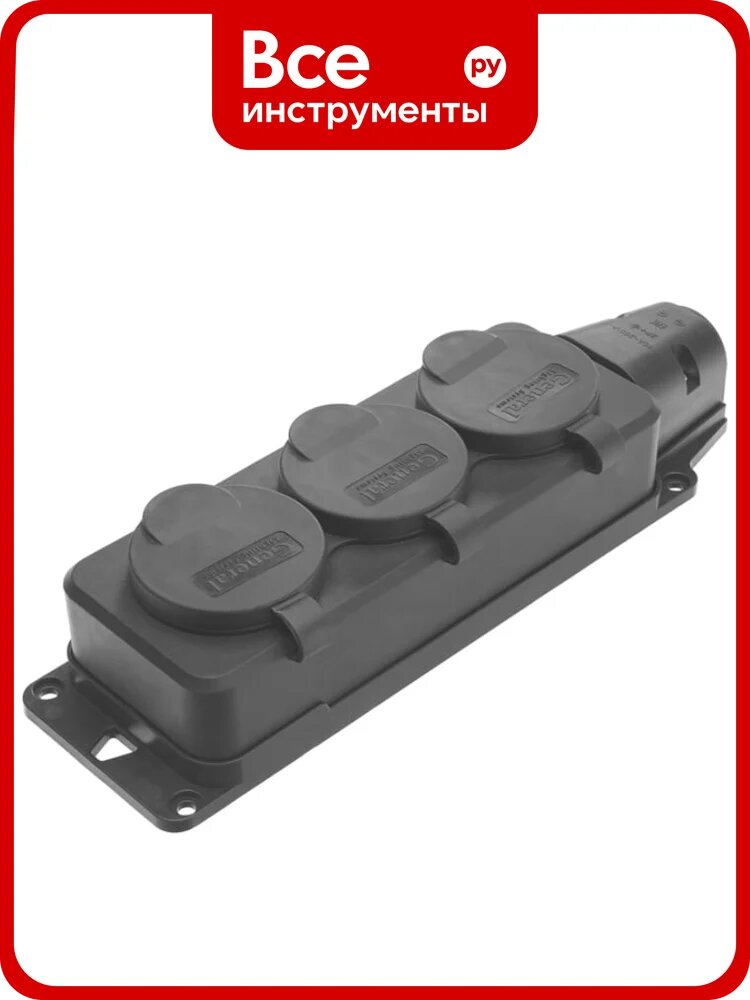 Розеточная колодка GSB-16-3-G-IP44 General Lighting Systems 16А 3 места с/з IP44 черная каучук 470028