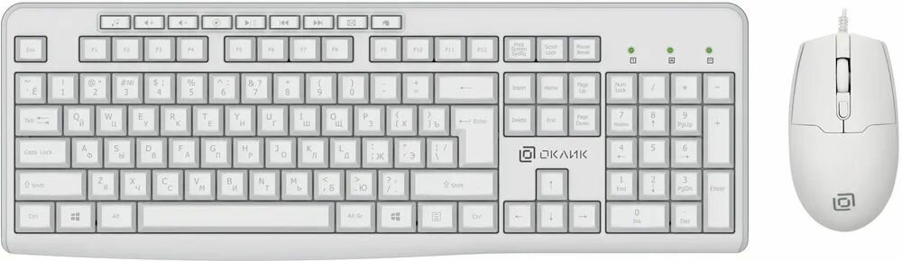 Клавиатура и мышь Oklick S650 USB проводной, белый 2000 dpi (1875257)