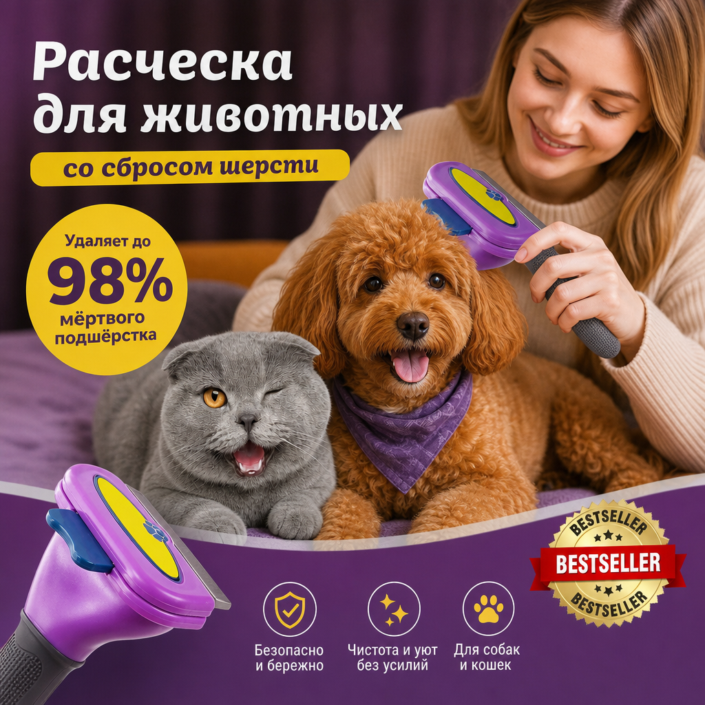 Профессиональная щетка для груминга кошек и собак, профессиональный уход