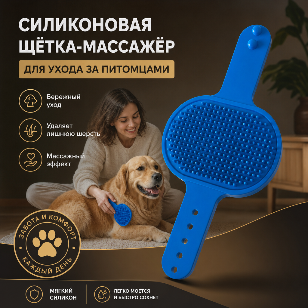 Профессиональная щетка для груминга кошек и собак, легко чистить, самоочищающаяся, снижает линьку