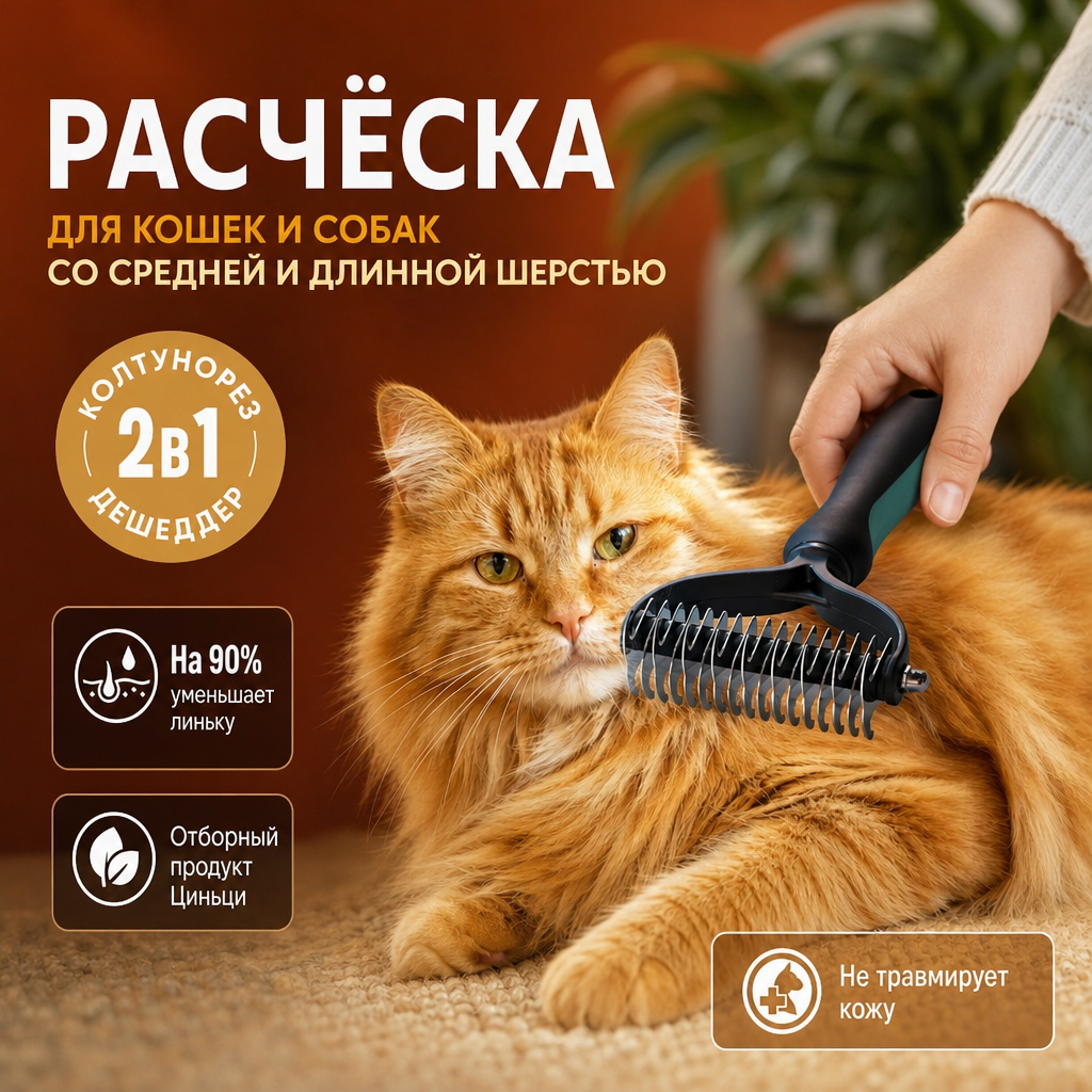 Профессиональная щетка для груминга кошек и собак, профессиональный уход, распутывает колтуны