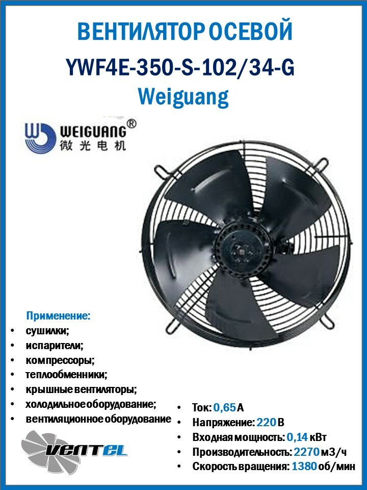 Вентилятор Weiguang YWF4E-350-S-102/34-G осевой