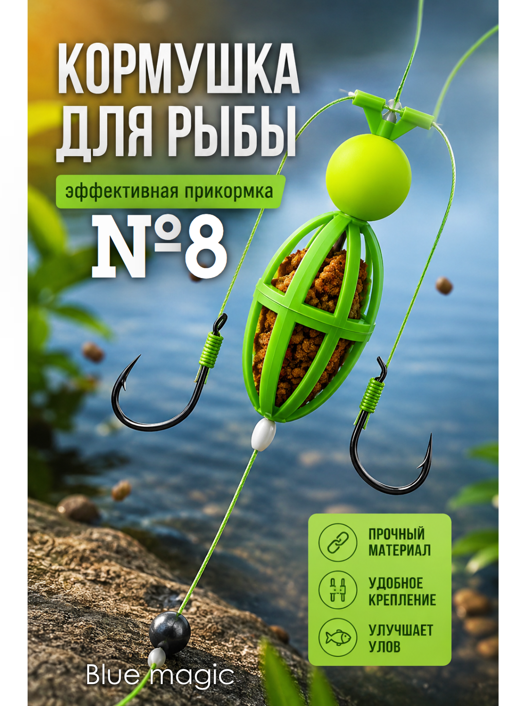 Кормушка для рыбалки, фидерная готовая оснастка, карповый монтаж крючок #8
