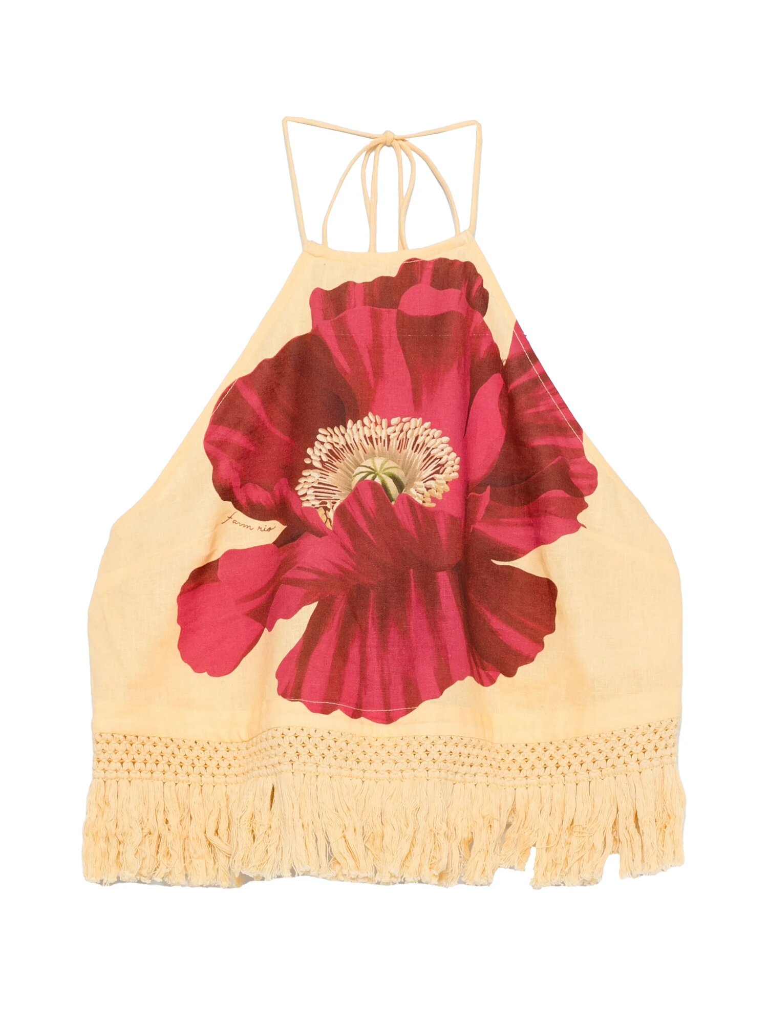 Топ FARM RIO Poppy-print fringe-trim top