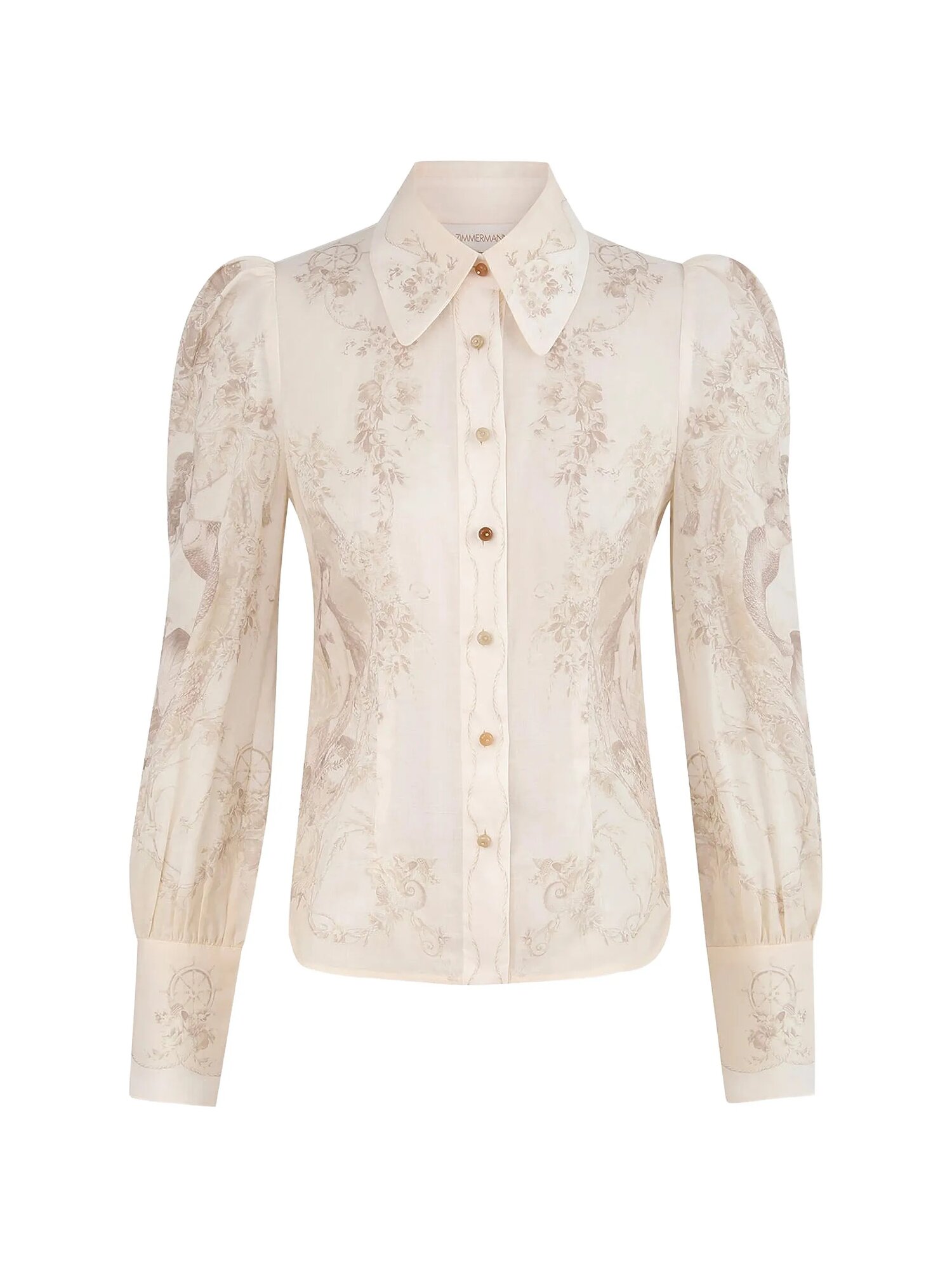 Рубашка Floral-print puff-sleeve shirt