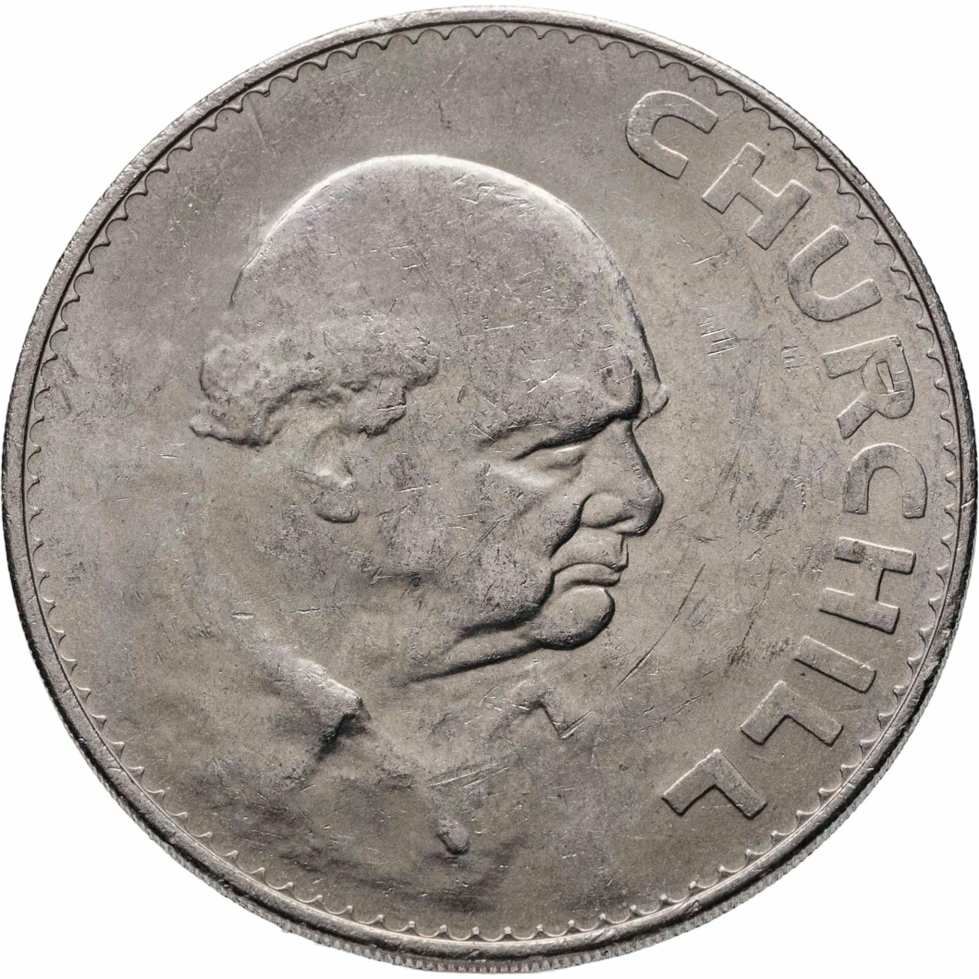 Великобритания 5 шиллингов 1965 "Cэр Уинстон Черчилль", Мельхиор медь-никель, в сохранности AU-UNC