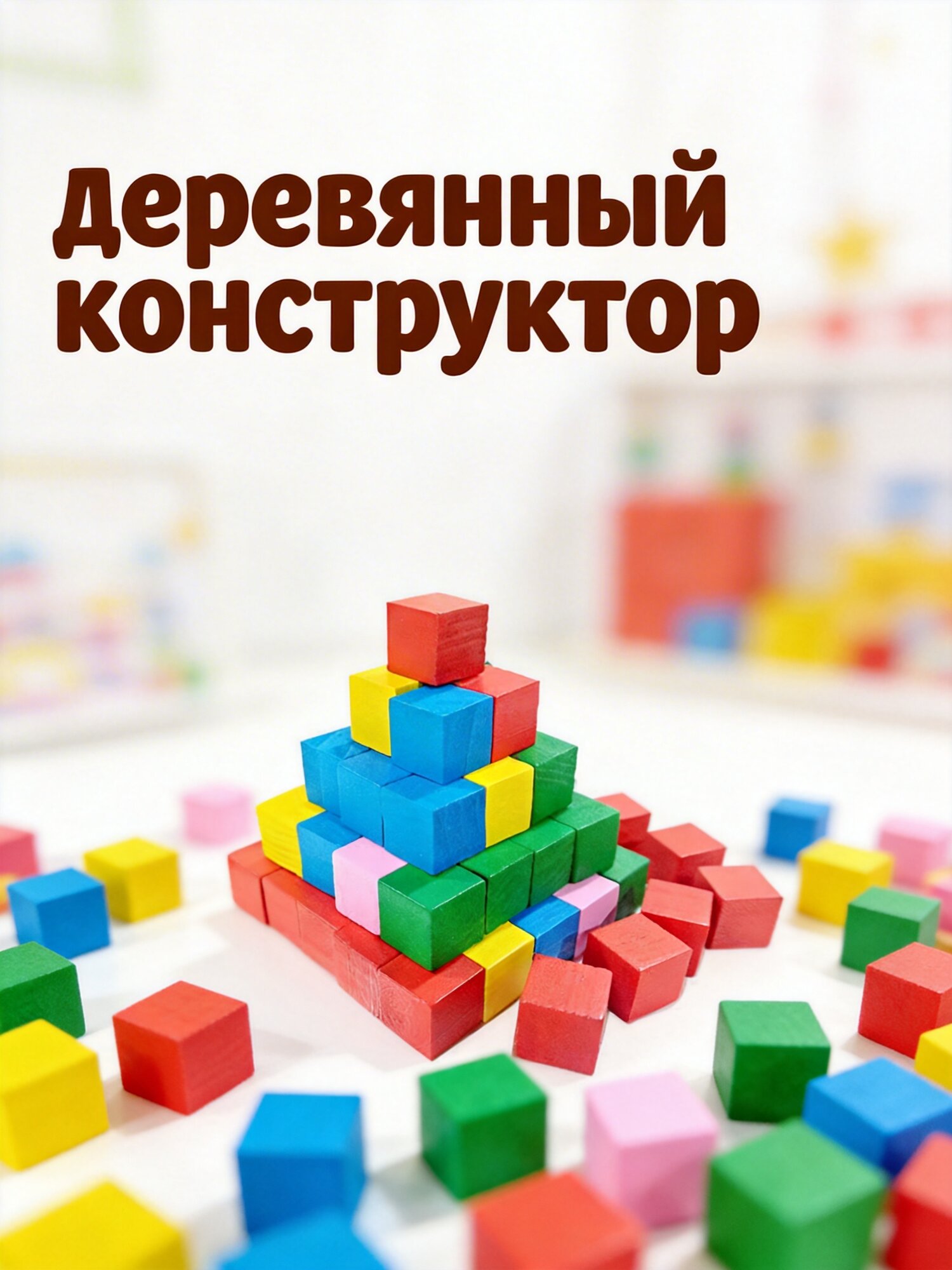 100 Шт Деревянные Кубики Для Развития Детей Образовательные Игрушки 2x2 См