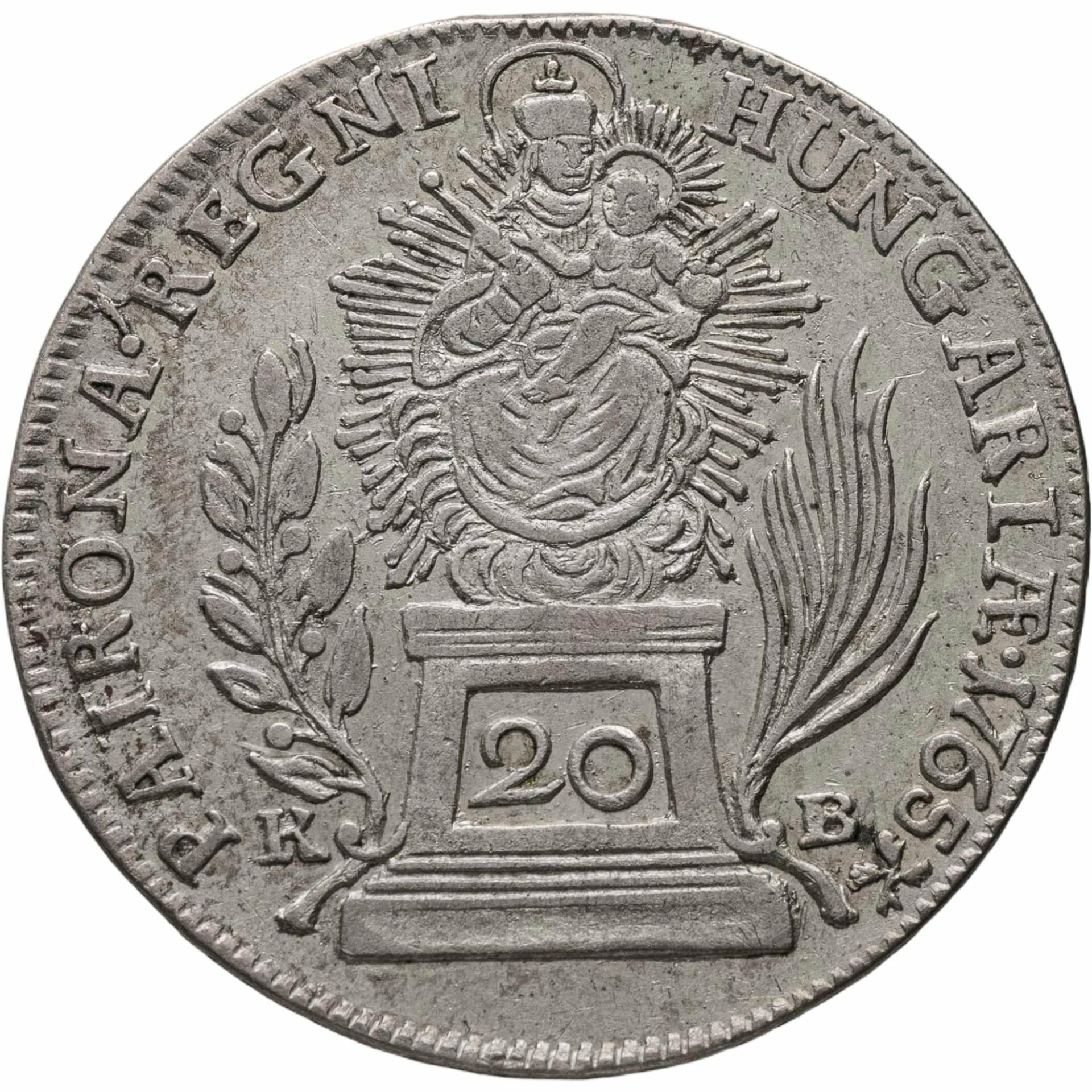 Венгрия 20 крейцеров 1765, Мария Терезия, Серебро 583, в сохранности XF