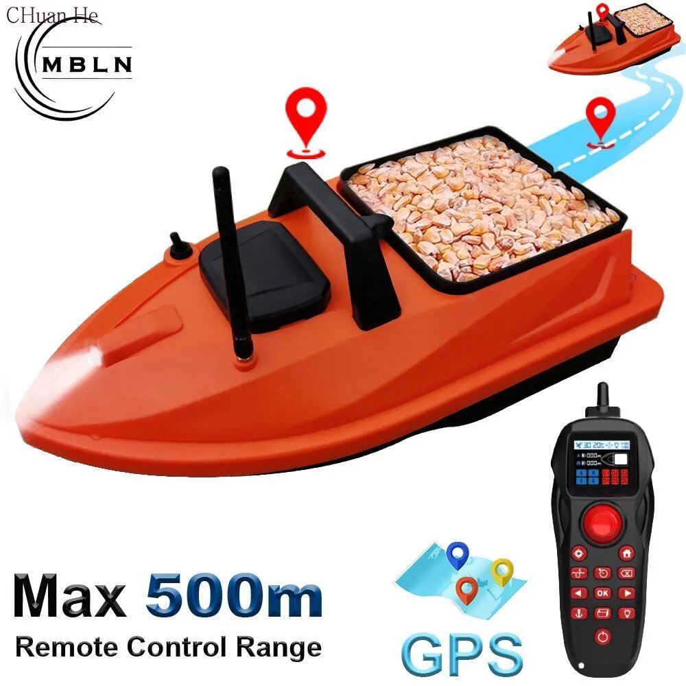 Мини-лодка для прикормки MBLN с GPS 24 путевые точки, навигация Beidou/GPS, автоматический возврат, круиз-контроль, тихий двухмоторный двигатель, датчик температуры воды, светодиодная подсветка