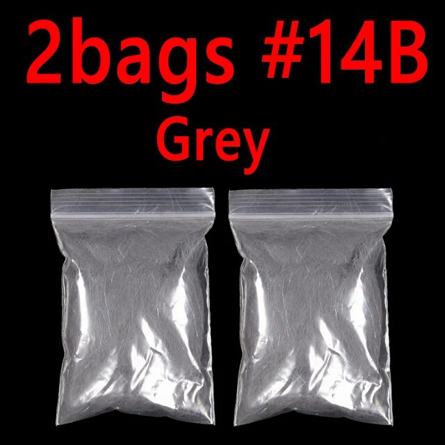 Bimoo 2 упаковки материала для вязания мушек: Hare's Ice Dub, Rabbit Hair Серый, 2 bags Grey 14B