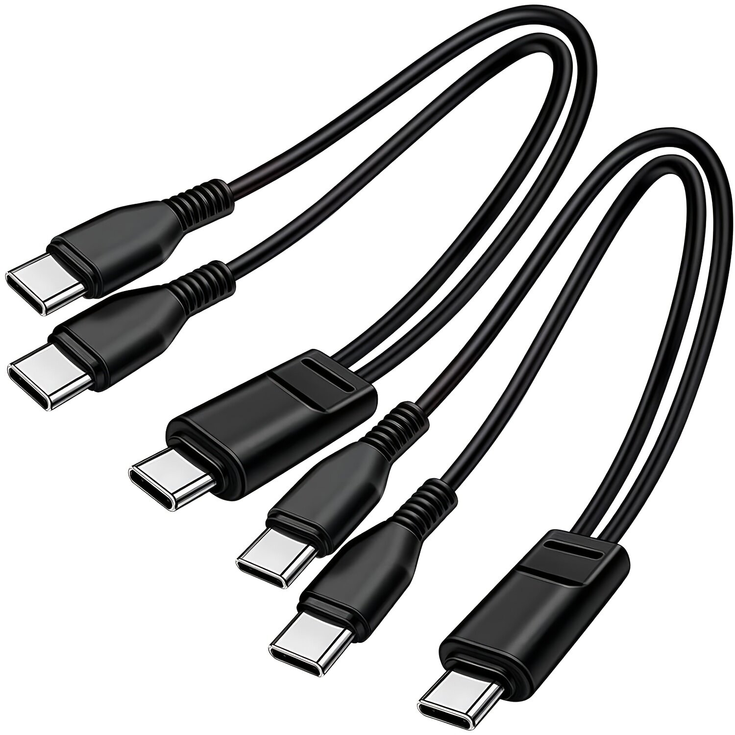 Кабель-разветвитель USB Type-C на два USB Type-C черный короткий для смартфонов и планшетов