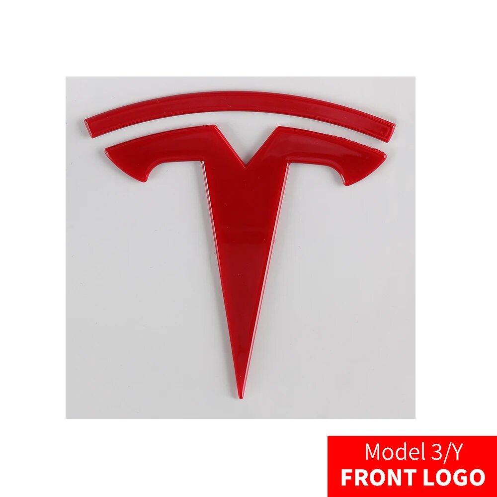 Эмблемы для Tesla: передняя и задняя эмблемы, наклейки на багажник для моделей 3 и Y, замена логотипов из ABS-пластика, чернение задних эмблем.