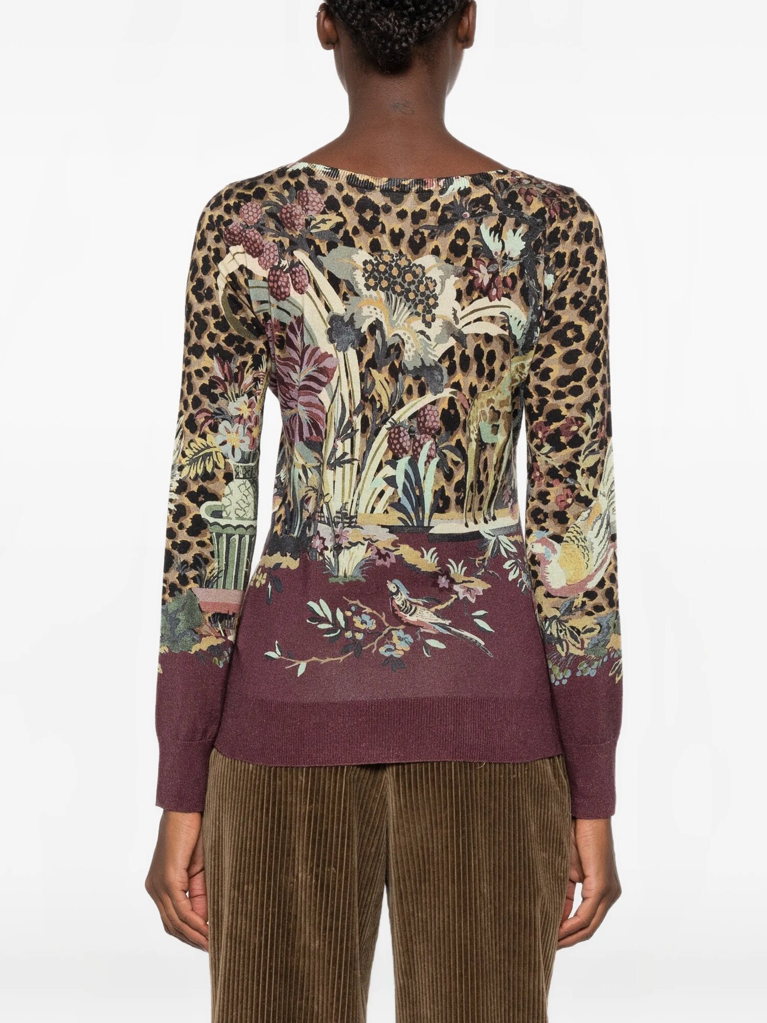 Свитер ETRO Leopard-print floral-pattern sweater, размер 42 — фото 1